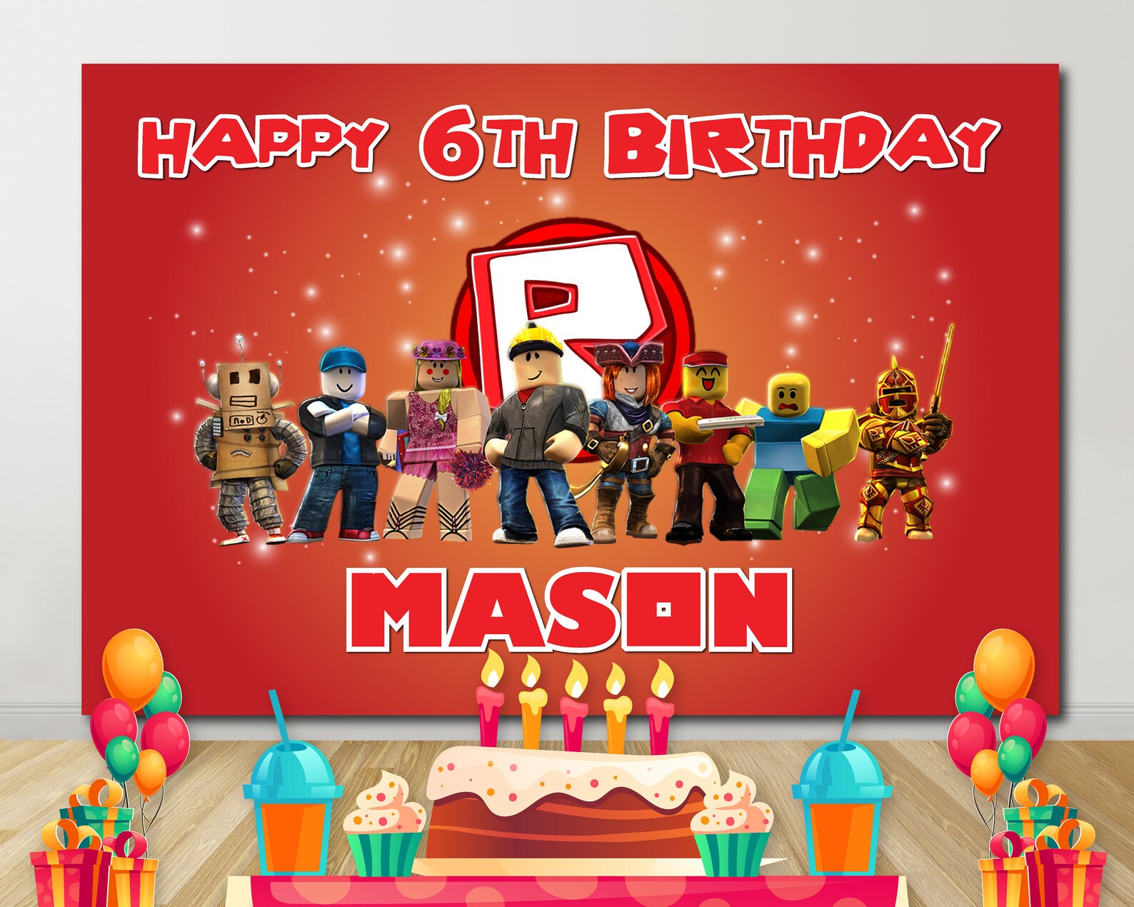 Roblox Birthday backdrop Roblox Decoration Roblox Backdrop | Etsy