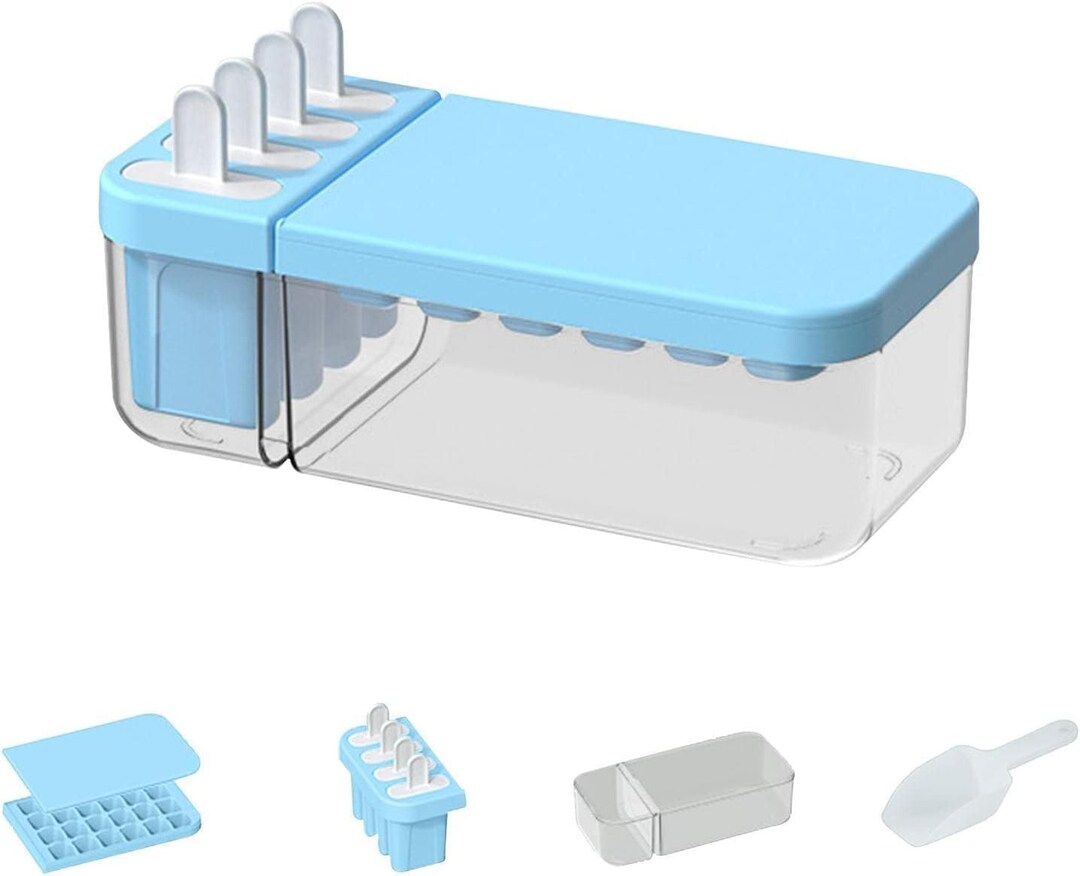 Ice Cube Ice Lolly Moulds With Ice Container and Scoop Sphere Ice Cube ...