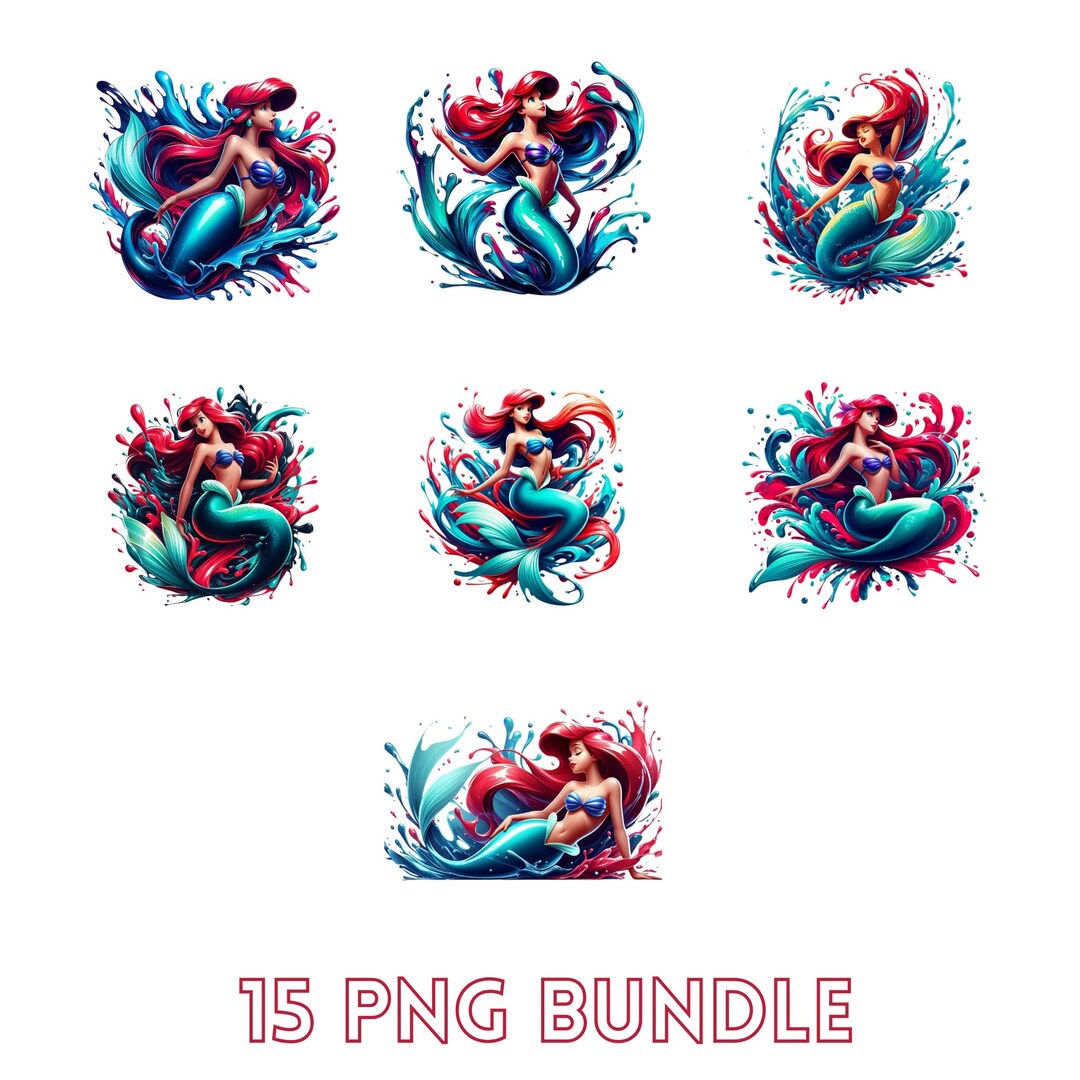 15 Full Body Little Mermaid Ariel Splash PNG, High-resolution ...