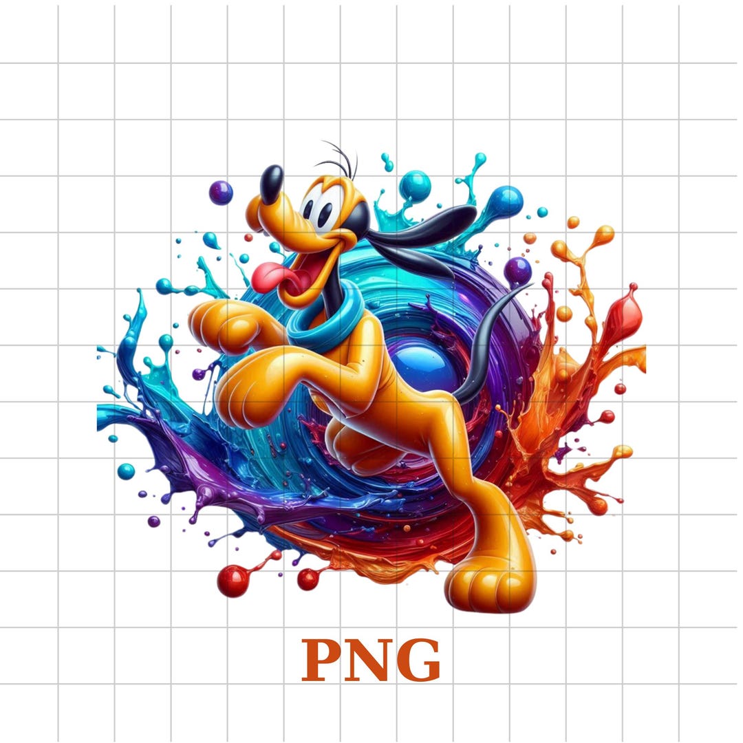 Pluto Full Body Splash Art Png, Vibrant Colorful Pluto Digital File ...