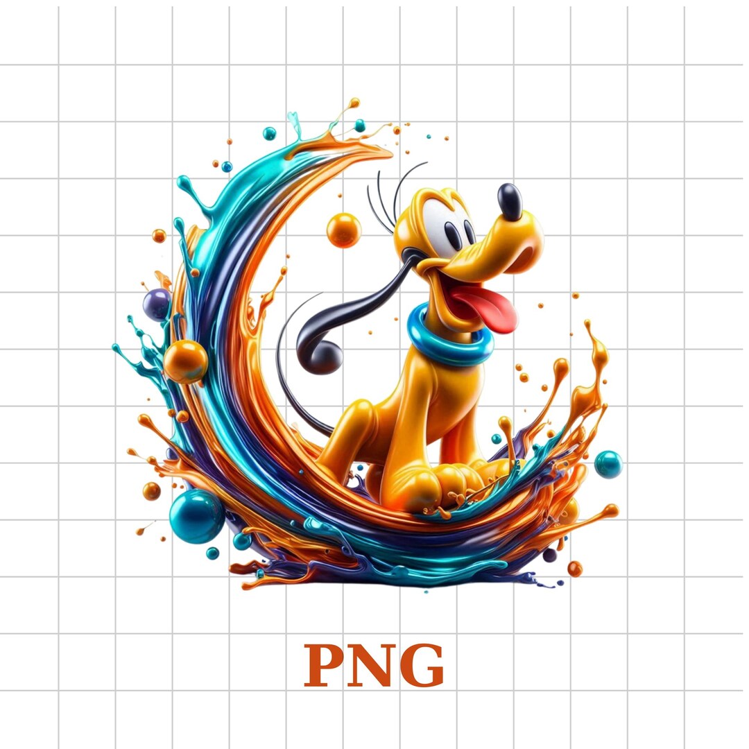 Pluto Full Body Splash Art Png, Vibrant Colorful Pluto Digital File ...
