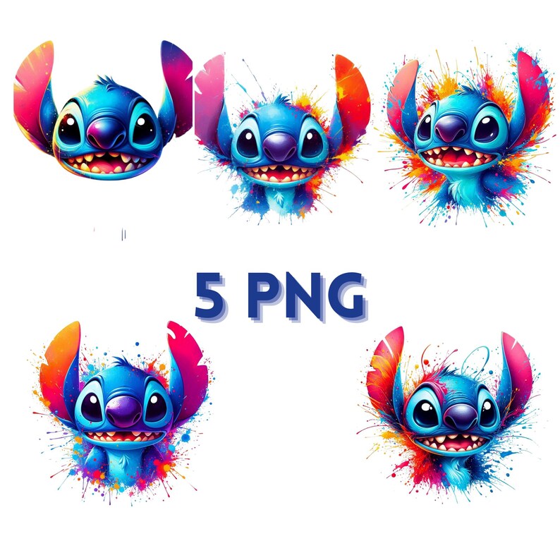 5 PNG Stitch Splash Bundle | Stitch Clipart | Lilo and Stitch PNG ...