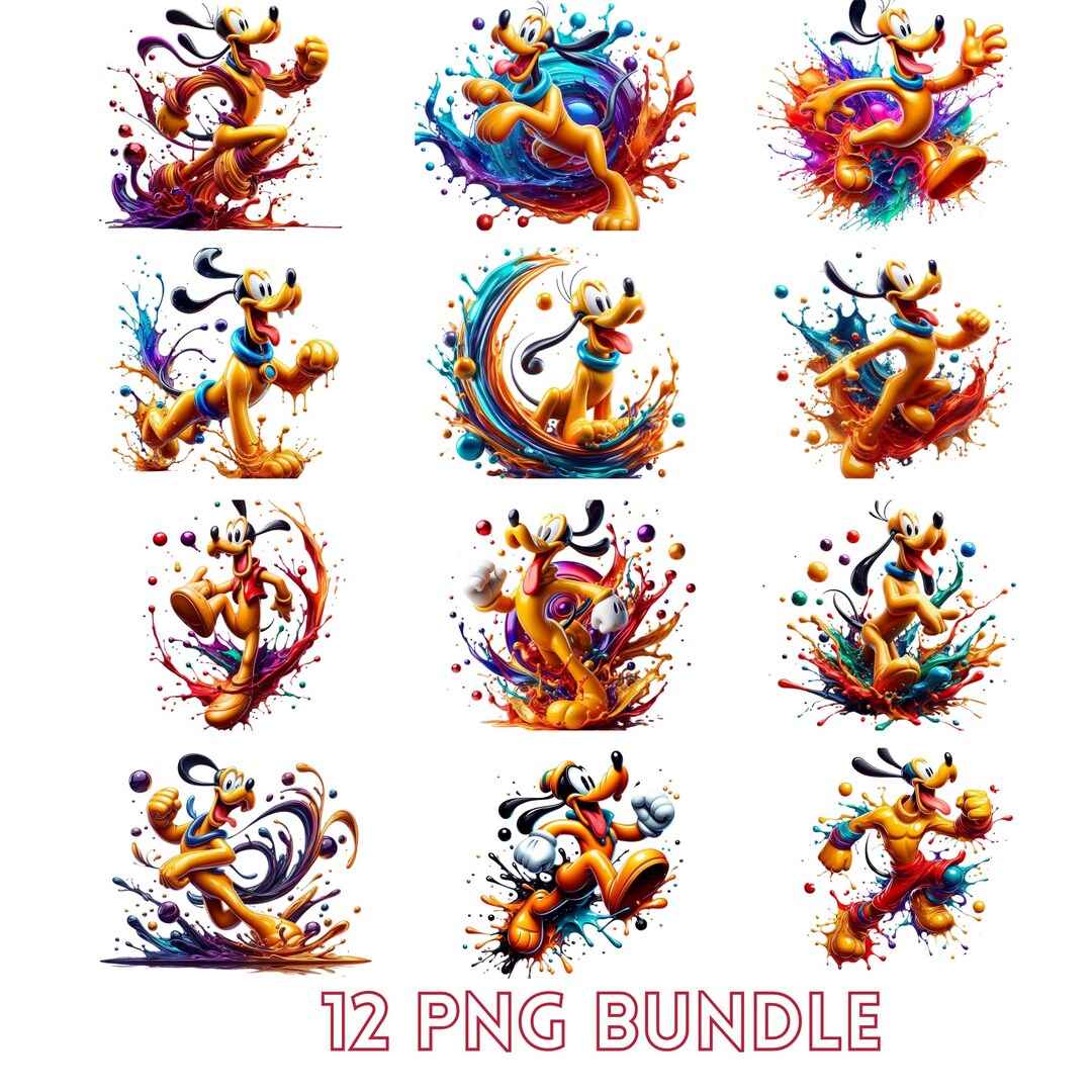 12 Pluto Full Body Splash Art Png, Vibrant Colorful Pluto Digital File ...