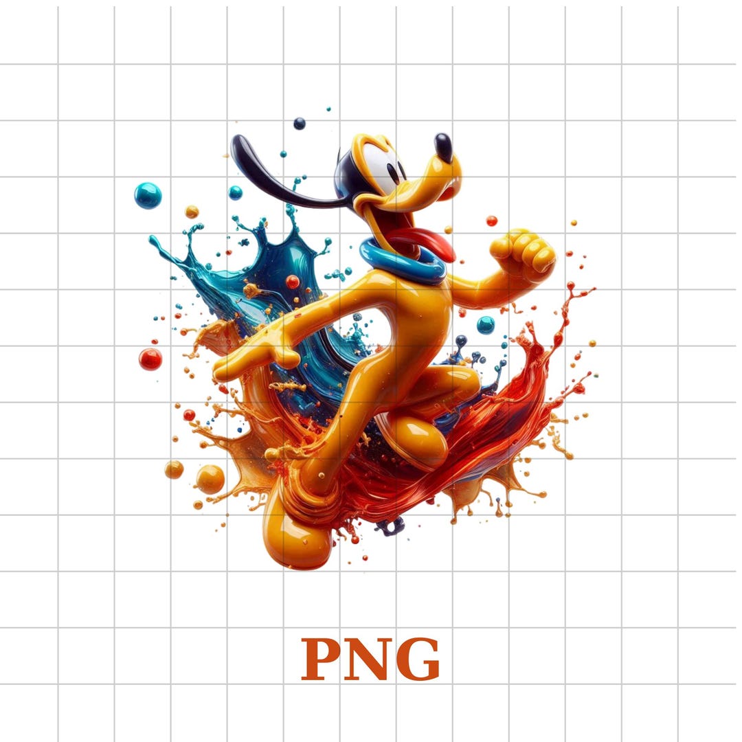 Pluto Full Body Splash Art Png, Vibrant Colorful Pluto Digital File ...