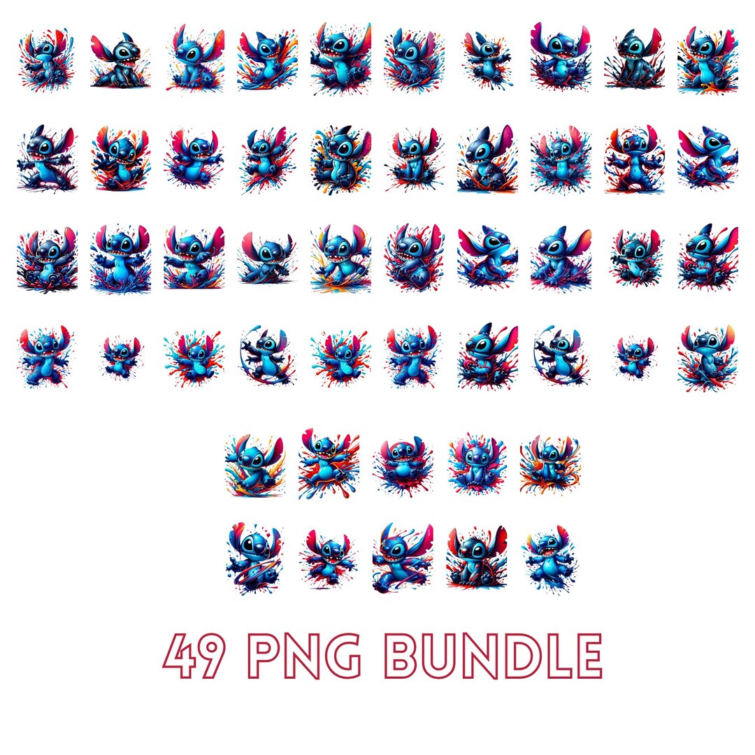 49 PNG Stitch Splash Bundle | Stitch Clipart | Lilo and Stitch PNG ...