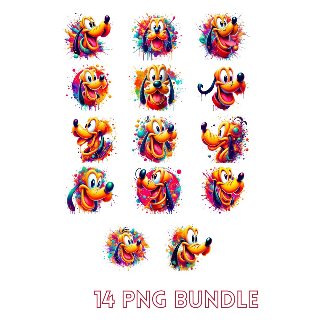 14 Pluto Splash Art Portrait Png, Colorful Disney Clipart, Vibrant ...