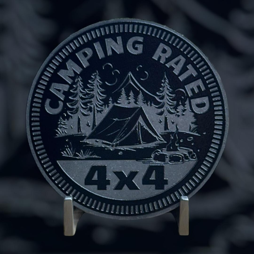 Camping Rated - Unique Metal 4x4 Badges Crafted by Custom4x4badges - Etsy