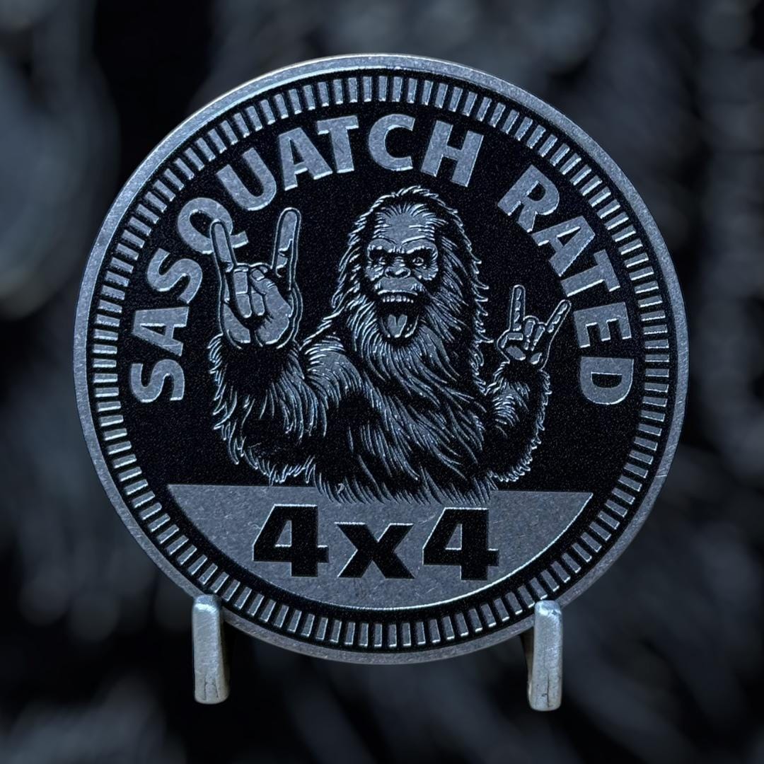 Sasquatch Hunter - Distinctive Metal 4x4 Badge Crafted by ...