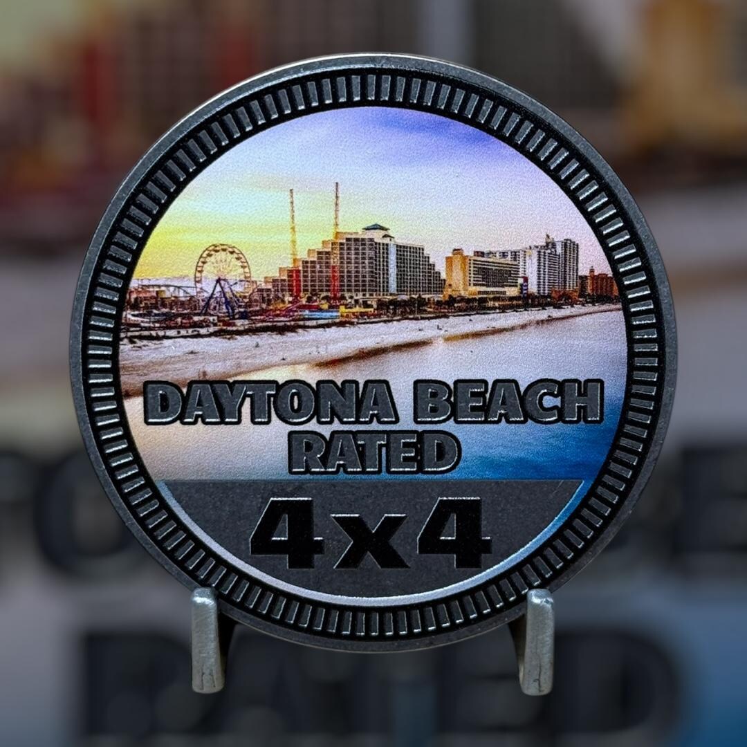 Daytona Beach Rated - Unique Metal 4x4 Badges Crafted by ...