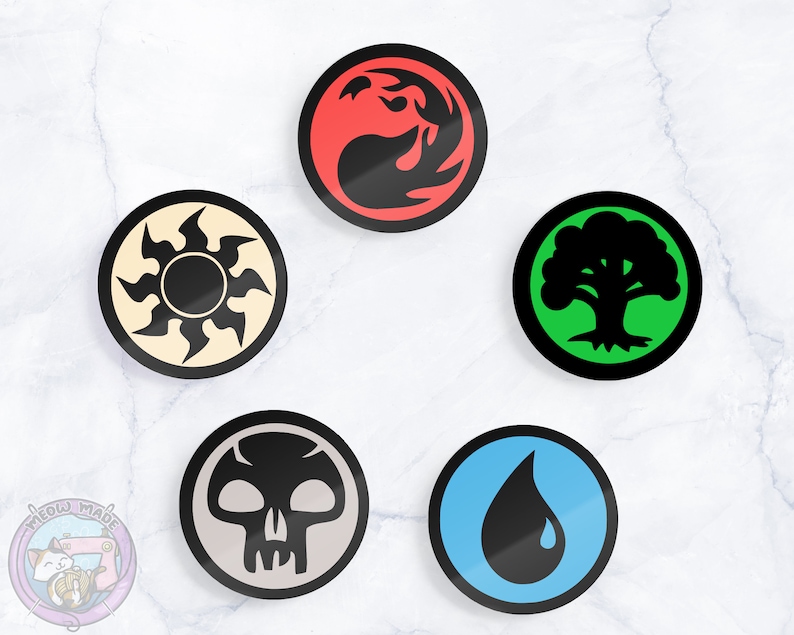 Magic: the Gathering Ceramic Coasters Set of 5 red, Black, Green, Blue ...