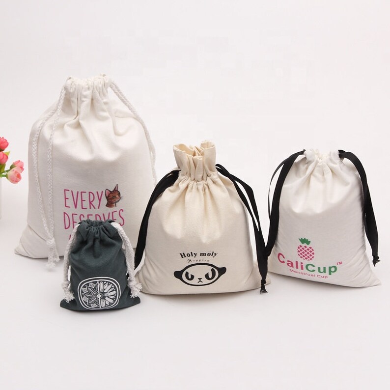 Set of 20/50/100 Personalised Natural Cotton Drawstring Pouch | Etsy