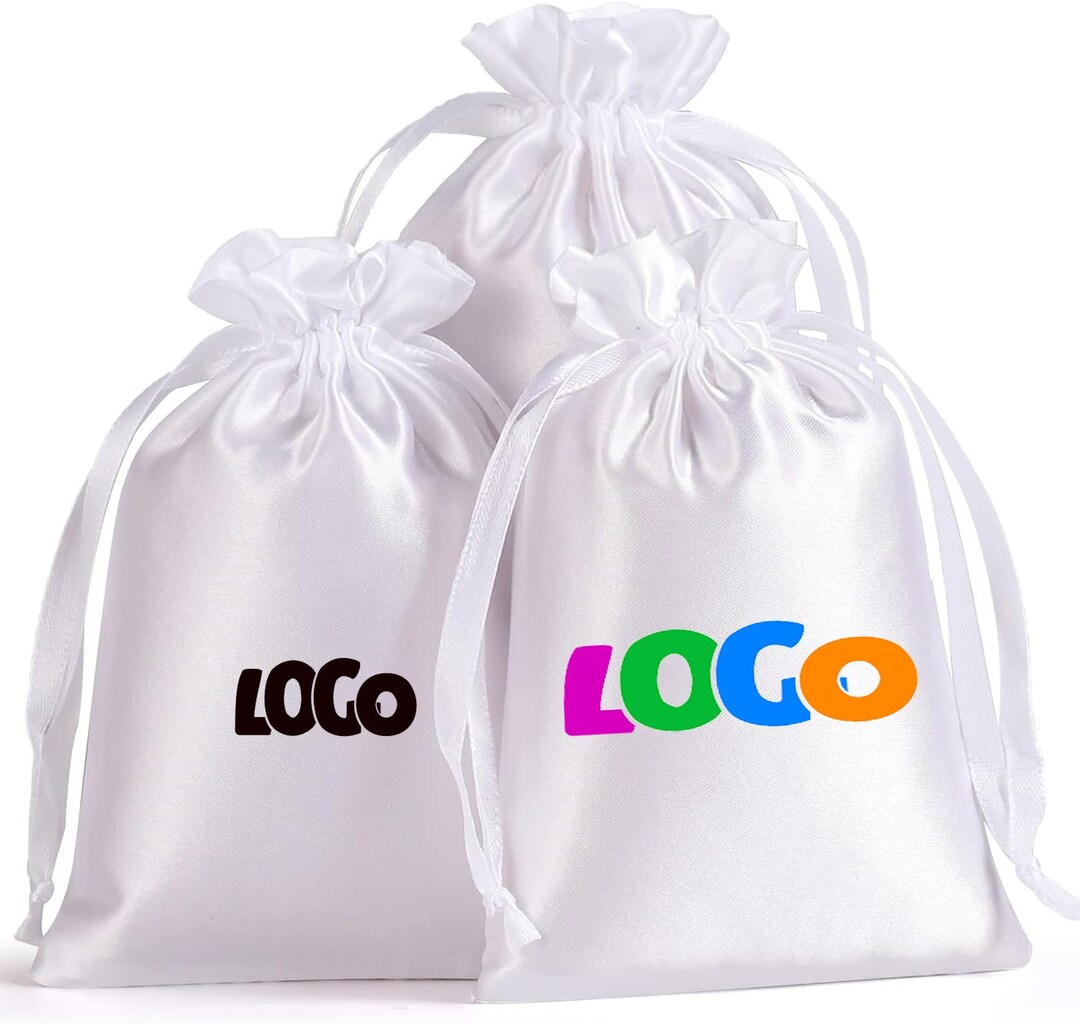 Set of 20/30 Black Satin Favor Bags Personalized Satin Favor Bags ...