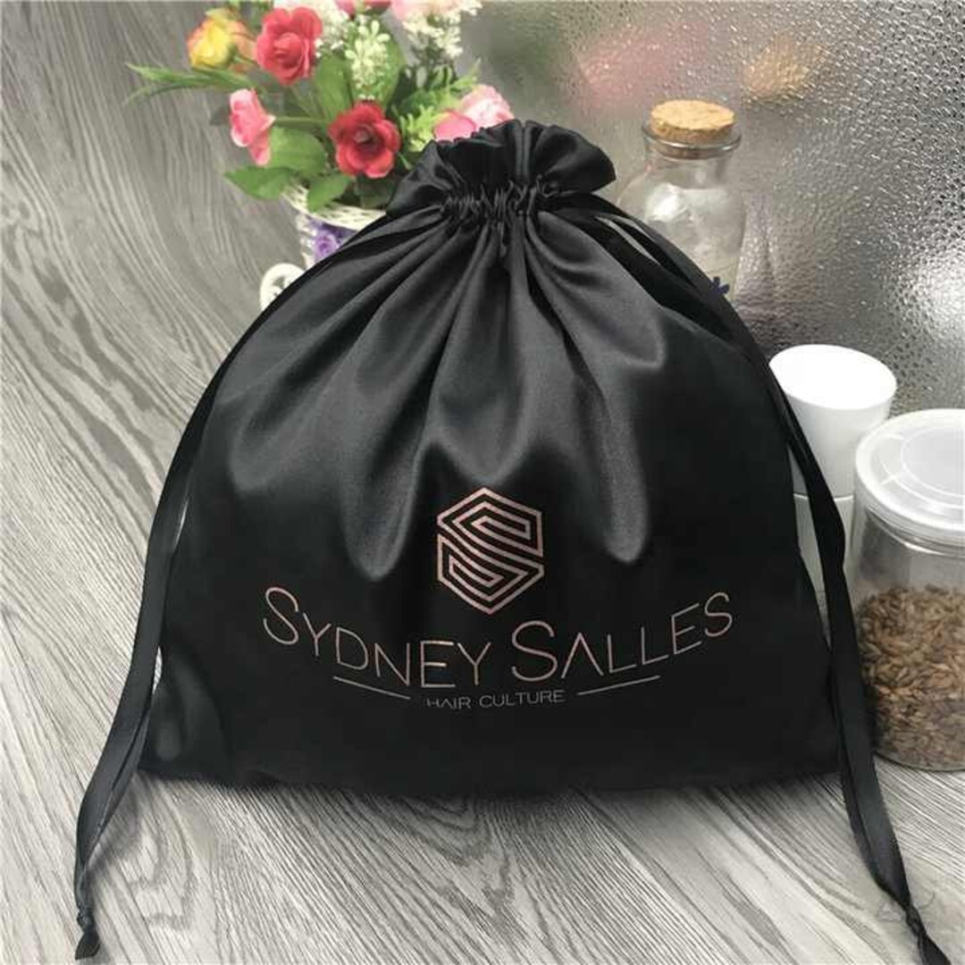Set of 20/30 Black Satin Favor Bags Personalized Satin Favor - Etsy