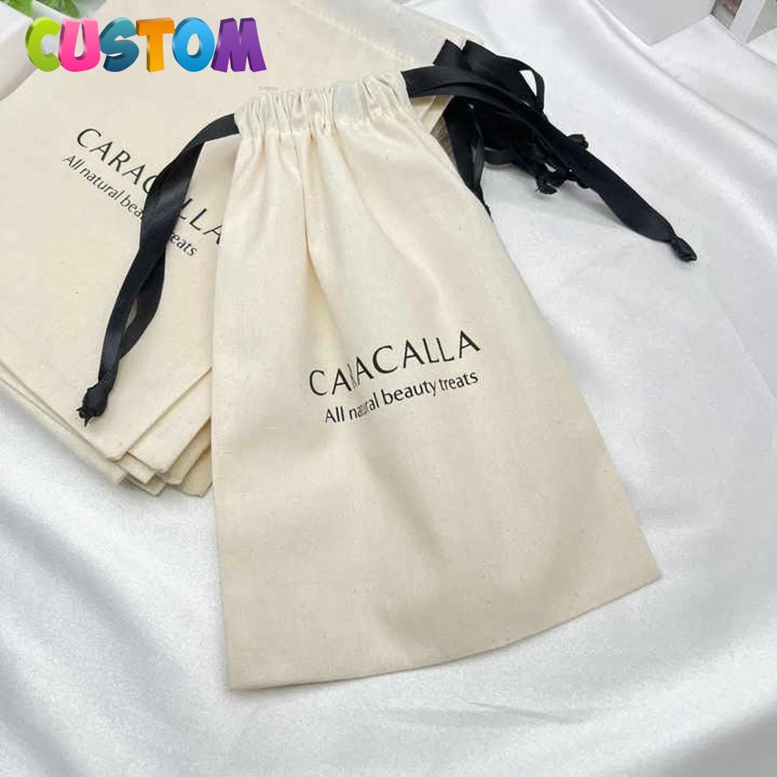 Personalized Cotton Drawstring Bag, Custom Logo Print, Jewelry ...