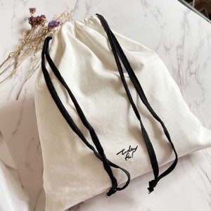 Natural Organic Cotton Drawstring Bag With Grosgrain Satin - Etsy