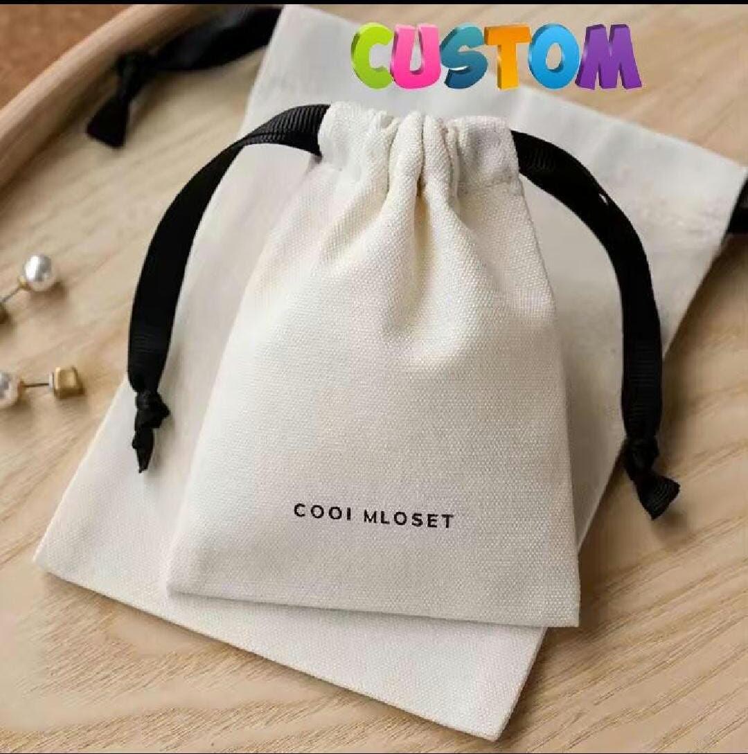 Set of 10/ 20/50/100 Natural Cotton Drawstring Pouch, Eco-friendly ...