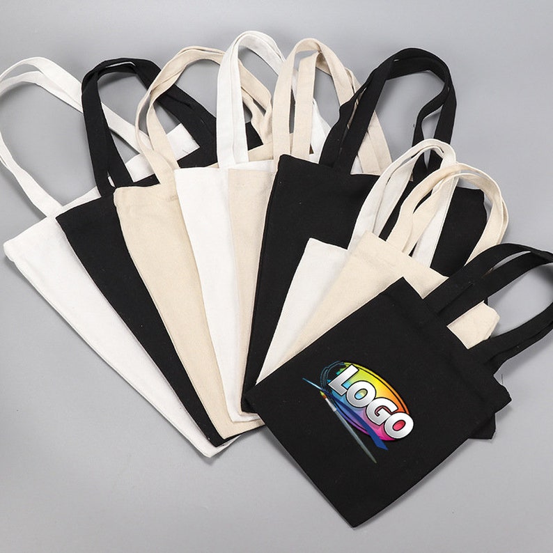 Custom Logo Cotton Tote Bags, Personalized Photo or Text Print, Bulk - Etsy