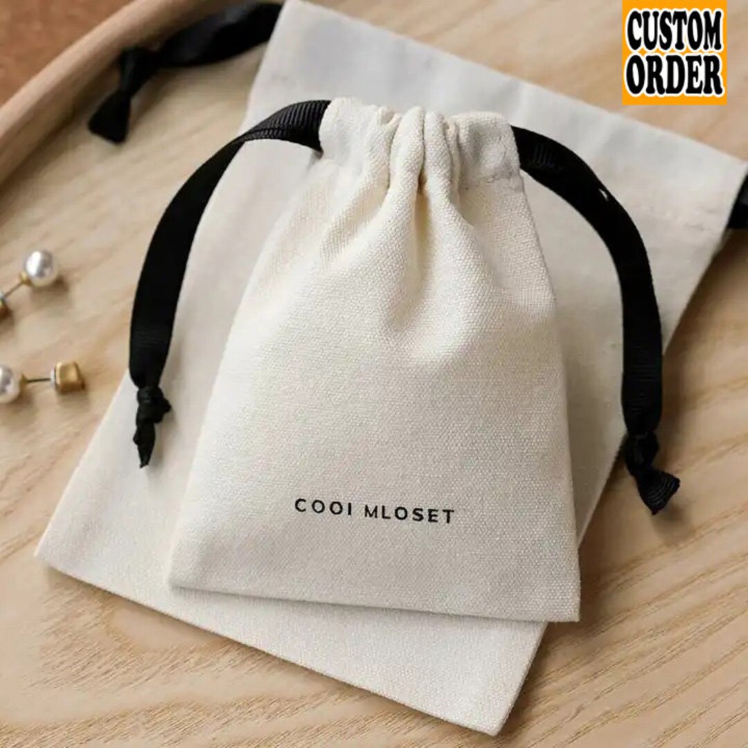 Custom Logo Cotton Drawstring Bag – Personalized Favor Bags - Etsy