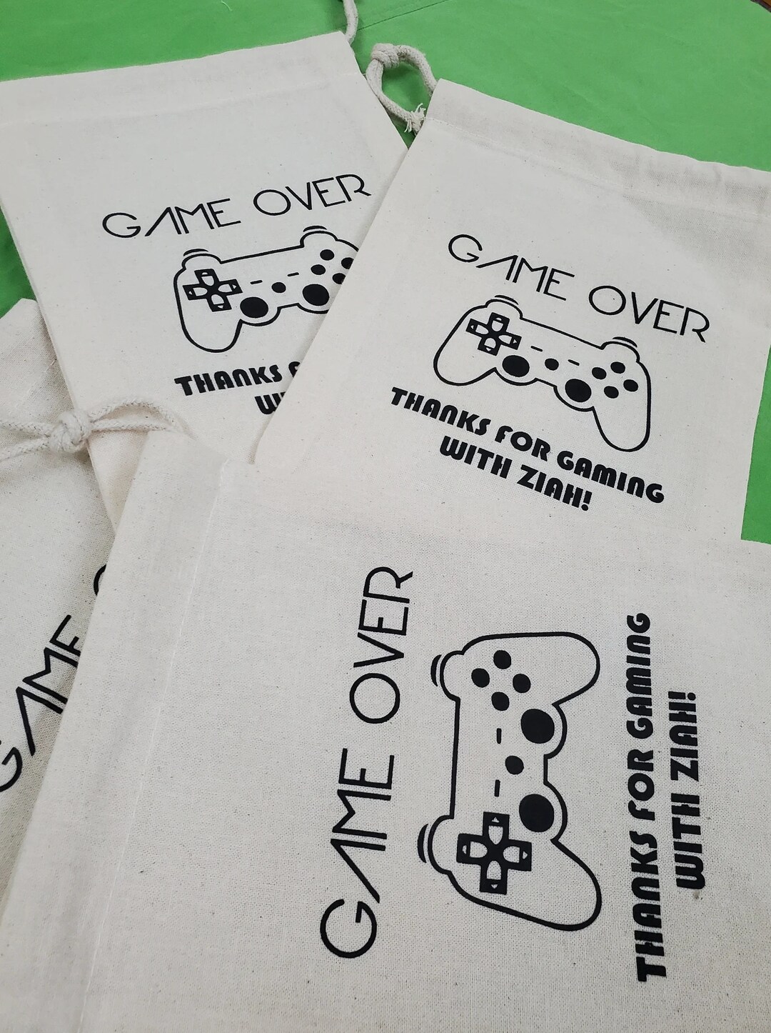 Set of 100 Game Over Birthday Thank You Bags With Controller Design ...