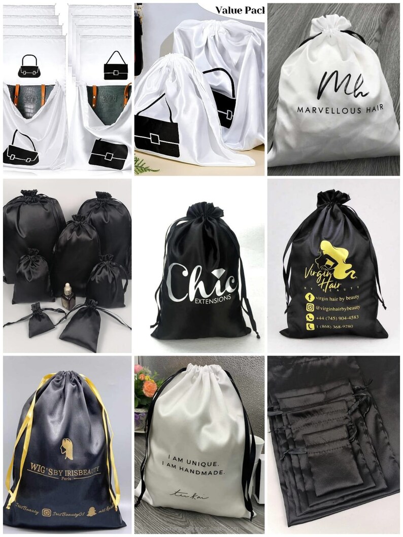 Custom Logo Silk Drawstring Bag, Personalized Favor Bags - Etsy