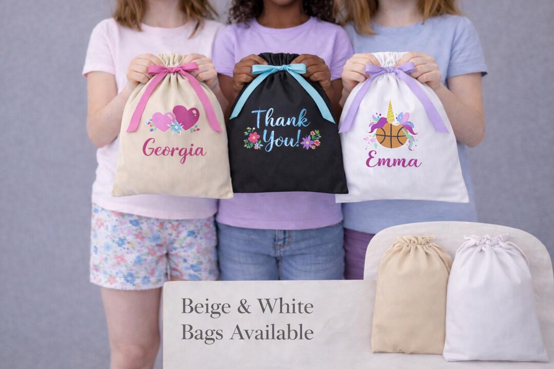 Custom Logo Cotton Muslin Drawstring Bag, Personalized Favor Pouch - Etsy