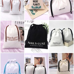 100 White Drawstring Custom Cotton Bags With White Cotton String ...