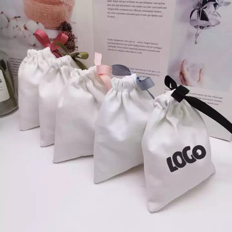 Custom Pouches Logo Pouch Personalized Cotton Muslin Bag - Etsy