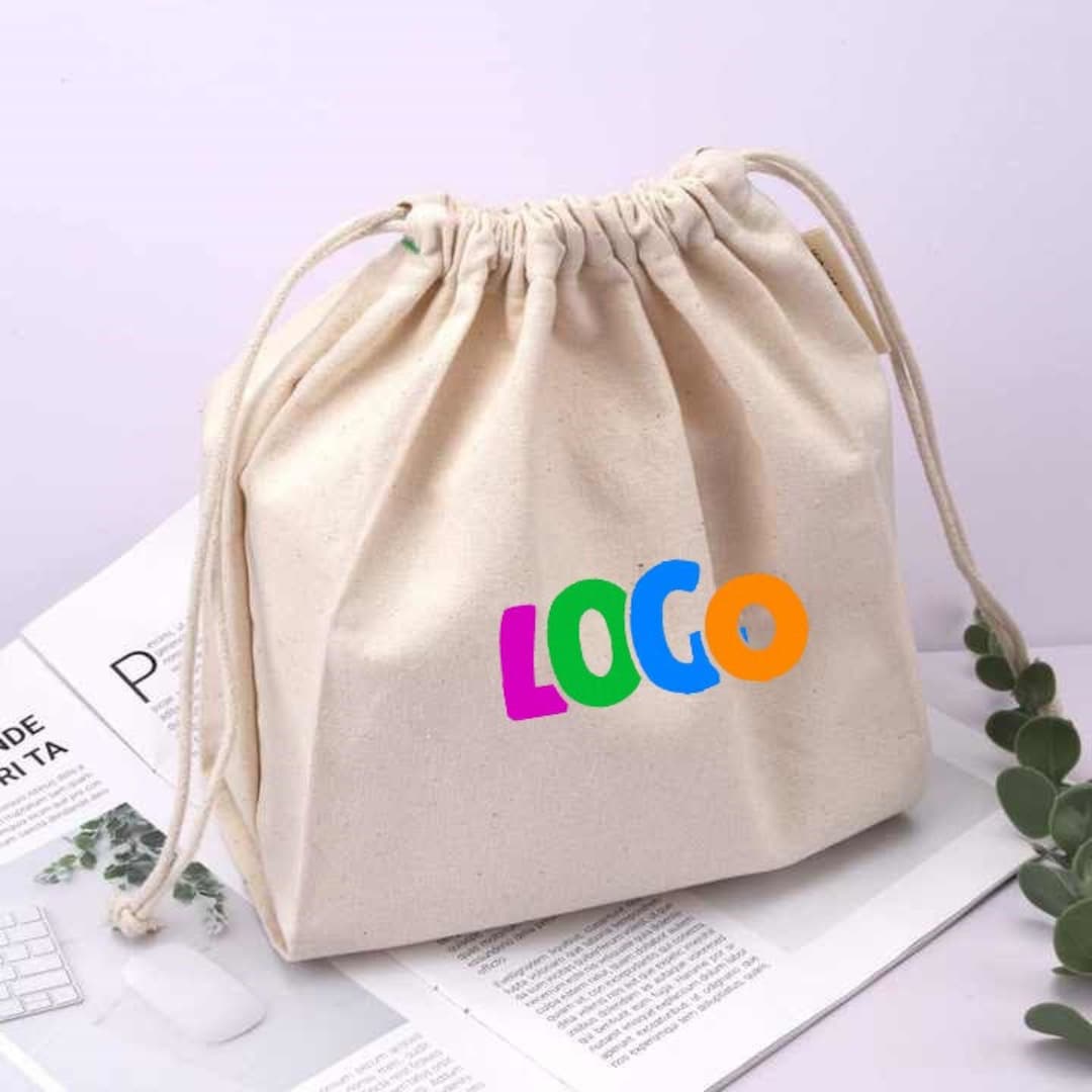 Personalized Cotton Muslin Drawstring Bag, Custom Logo, Favor Bag - Etsy