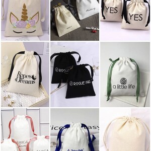 Natural Organic Cotton Drawstring Bag With Grosgrain Satin - Etsy