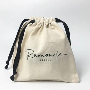 Natural Organic Cotton Drawstring Bag With Grosgrain Satin - Etsy