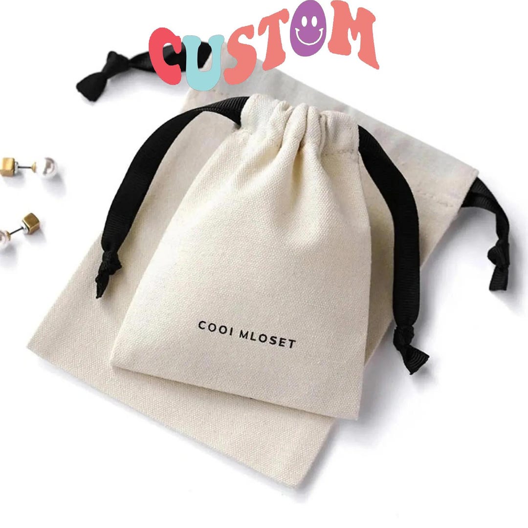 Custom Printed Cotton Drawstring Bag - Personalized Logo Favor Bags - Etsy