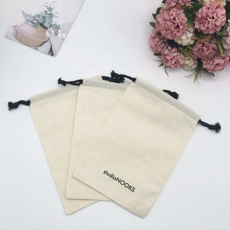 Custom Pouches Logo Pouch Personalized Cotton Muslin Bag - Etsy