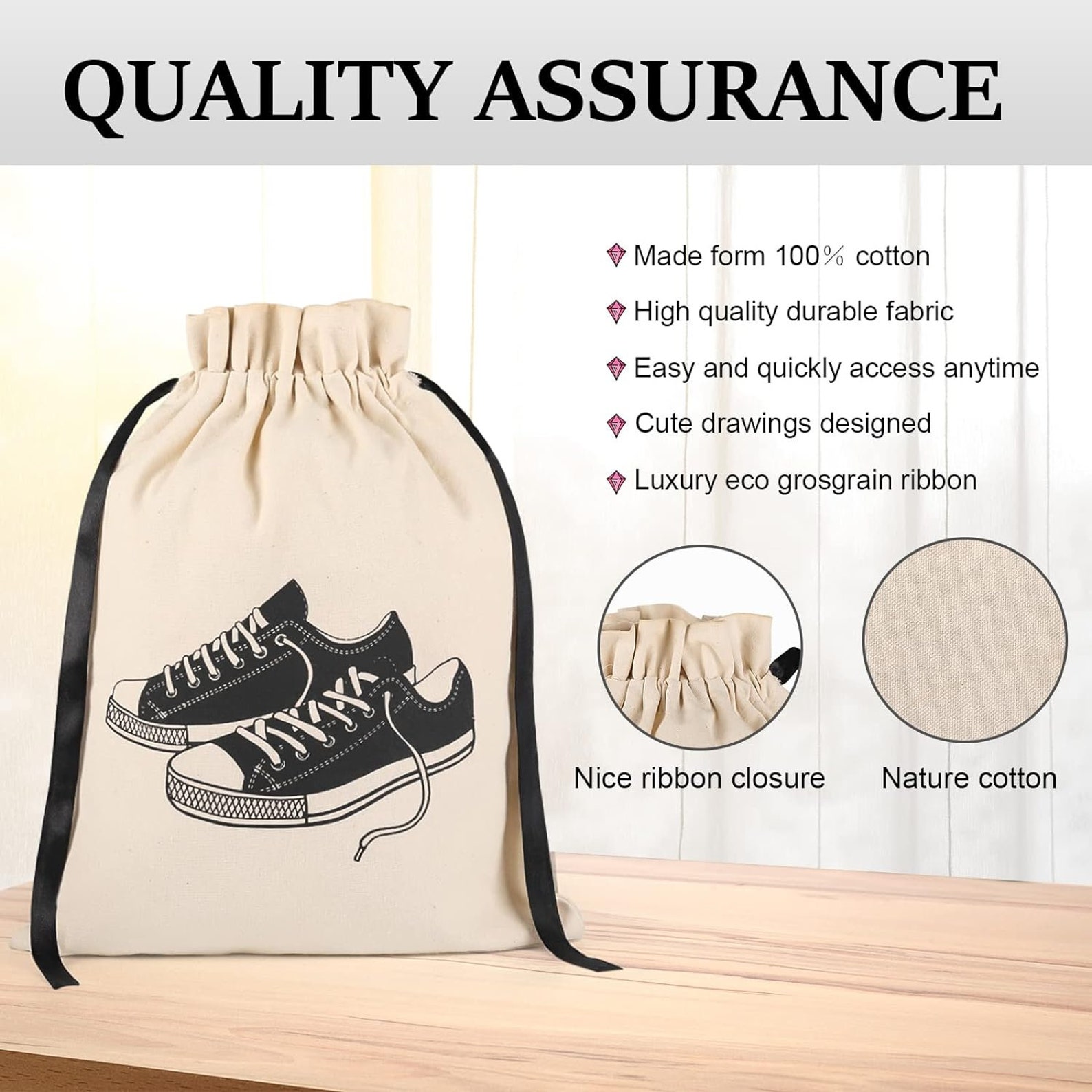 Handwritten Shoe Dust Bag, Travel Shoe Storage, Cotton Drawstring - Etsy