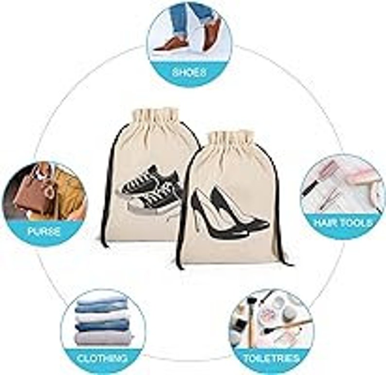 Handwritten Shoe Dust Bag, Travel Shoe Storage, Cotton Drawstring - Etsy