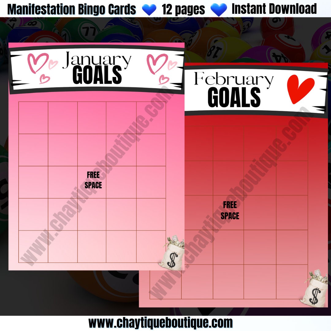 Vision Board Bingo Template, 2024 Personal Goals Bingo Game ...