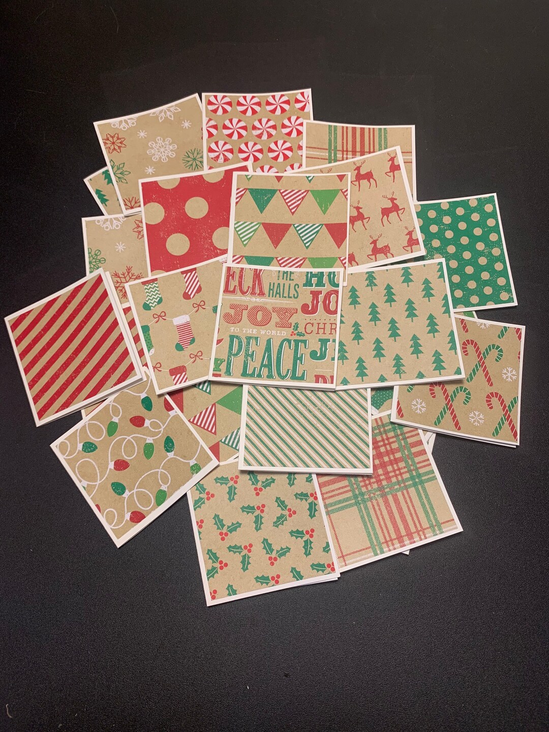 15 Handmade Mini Holiday Note Cards, 3x3 Christmas Blank Notecards ...