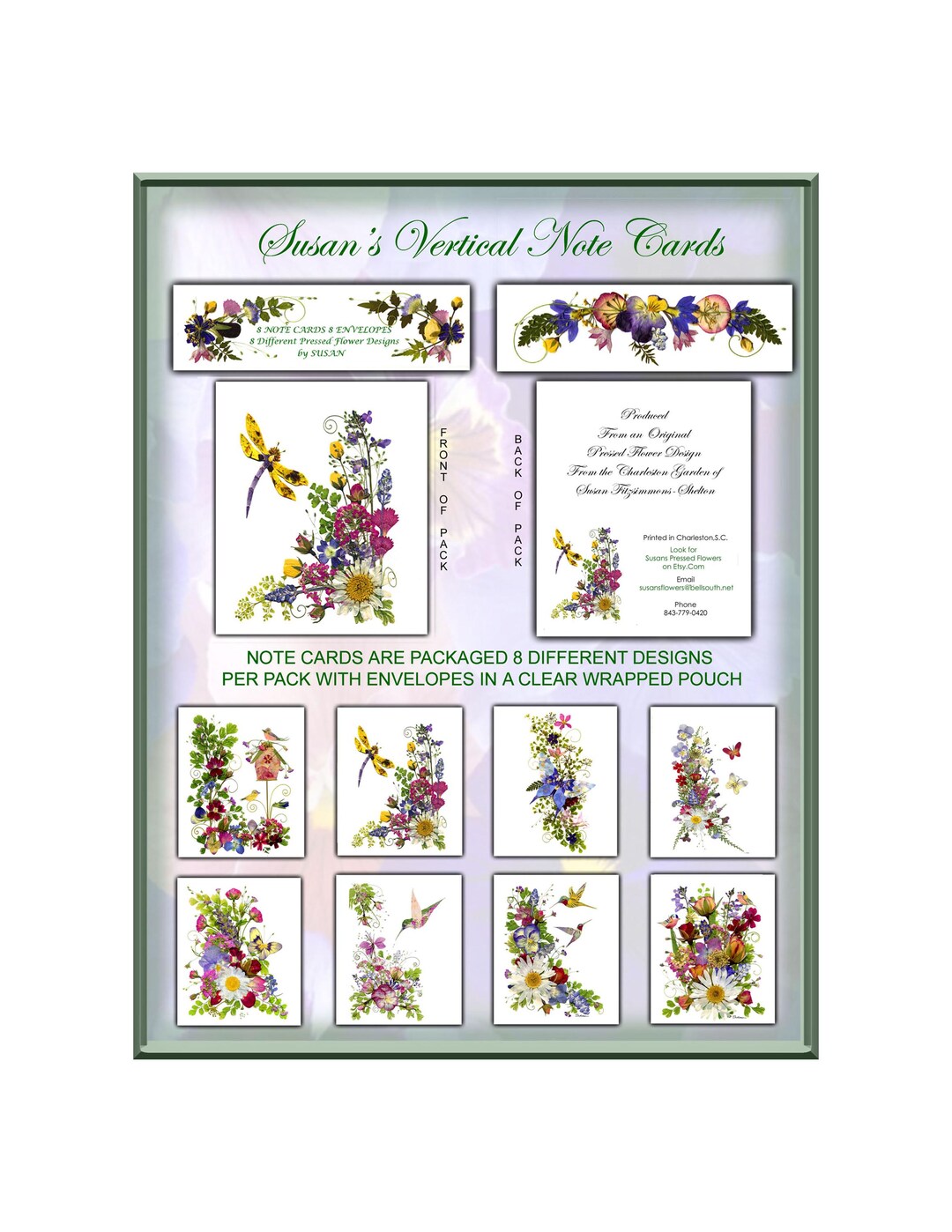 Garden Vertical Note Cards With Envelopes - Etsy