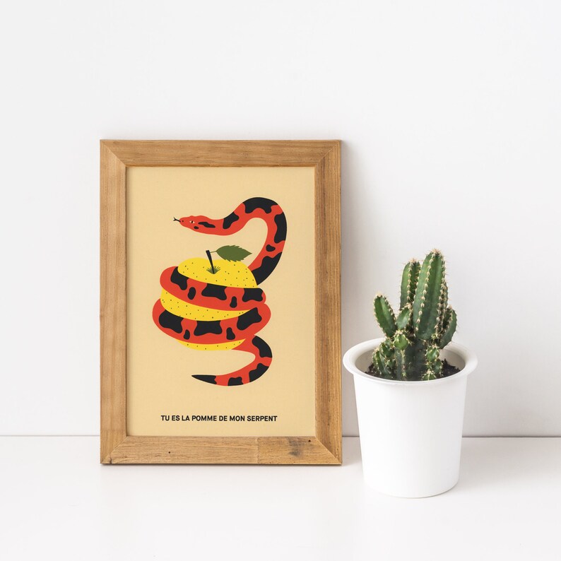 You Are the Apple to My Snake Screen Print DIN A5 - Etsy