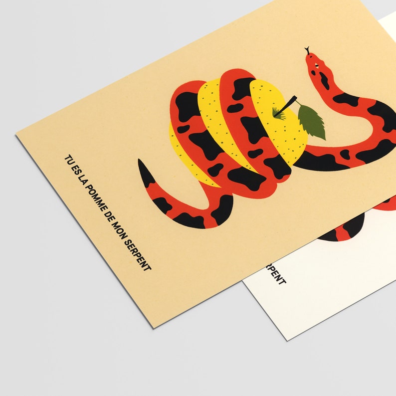 You Are the Apple to My Snake Screen Print DIN A5 - Etsy