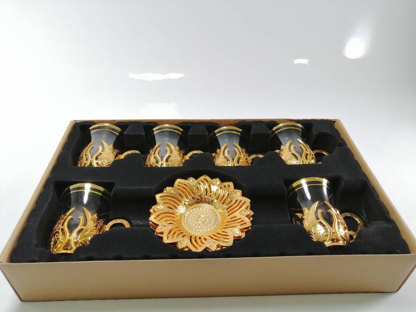 Turkish Tea Cup Tea Set Gold Colored Tea Set Turkish Tea | Etsy