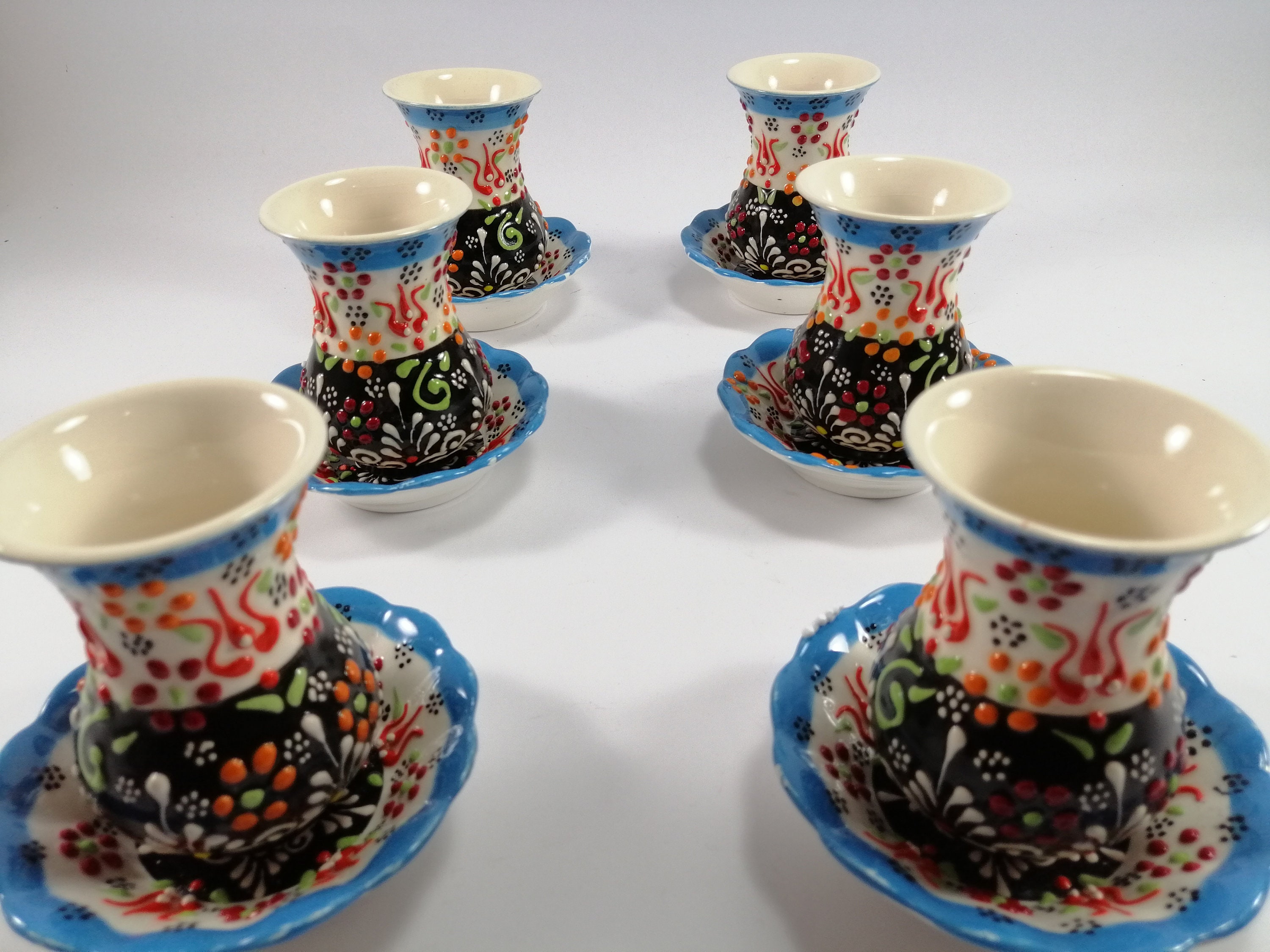 Turkish Tea Set Tea Cups Ceramic Tea Cups Pottery Tea | Etsy