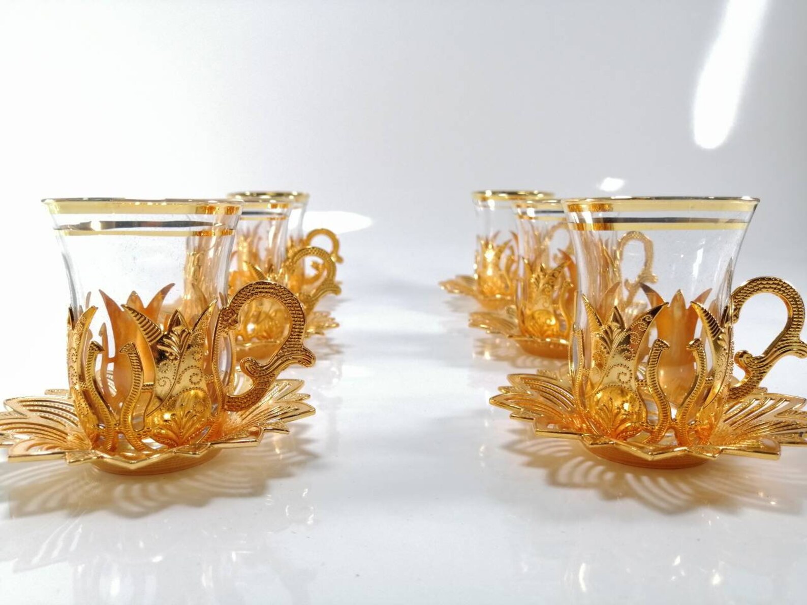 Turkish Tea Cup Tea Set Gold Colored Tea Set Turkish Tea | Etsy