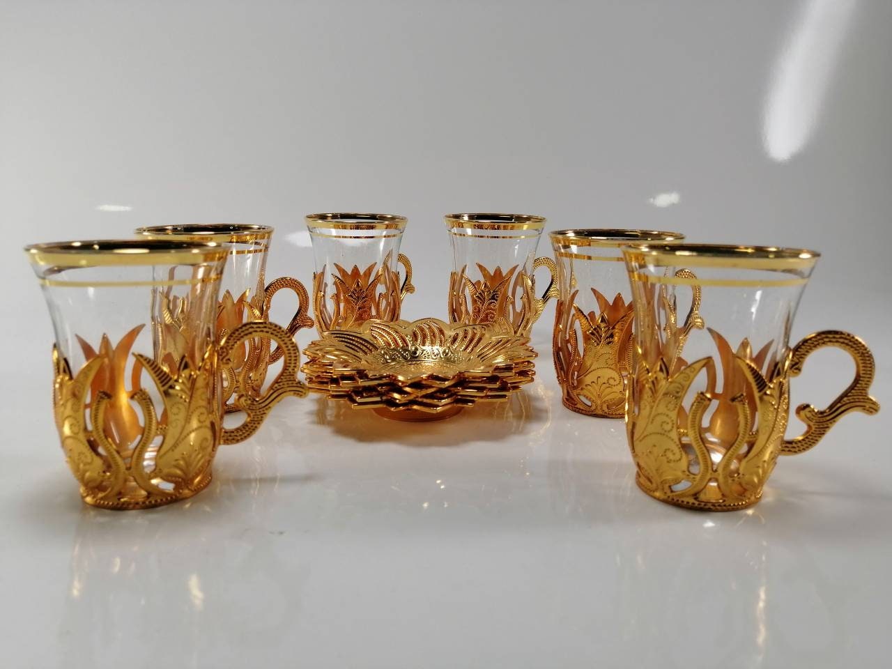 Turkish Tea Cup Tea Set Gold Colored Tea Set Turkish Tea | Etsy