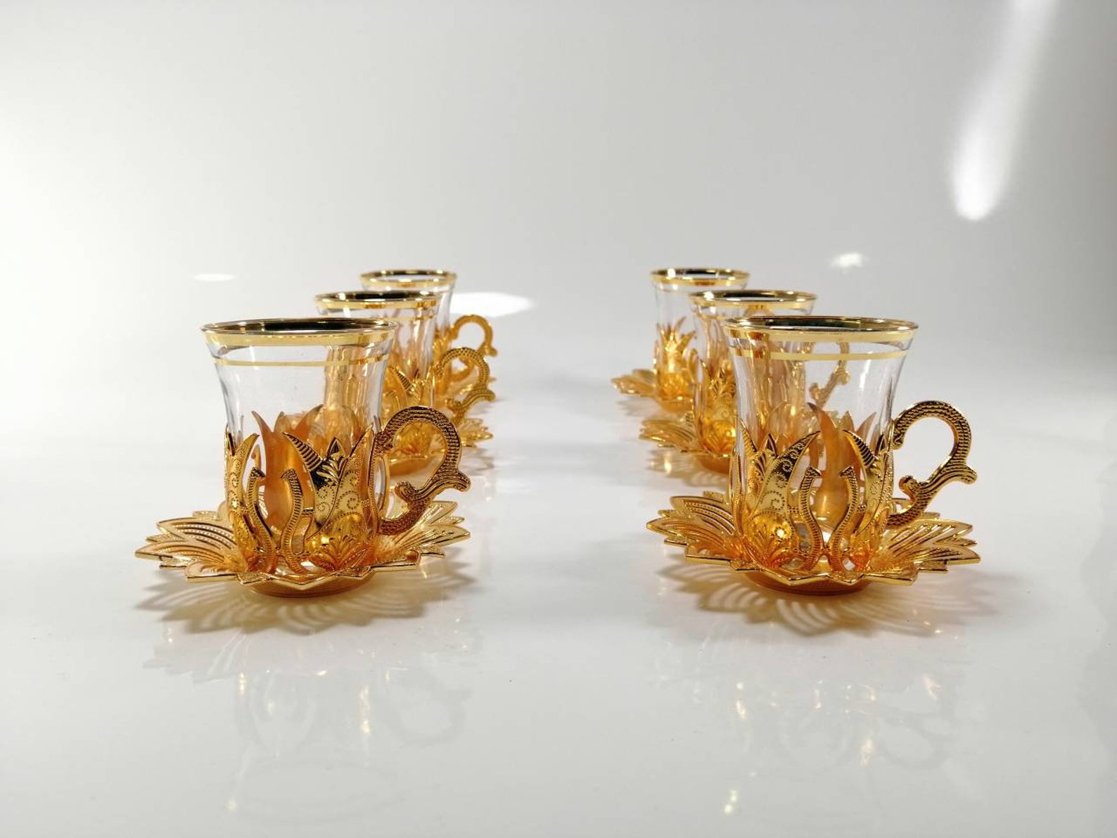 Turkish Tea Cup Tea Set Gold Colored Tea Set Turkish Tea | Etsy