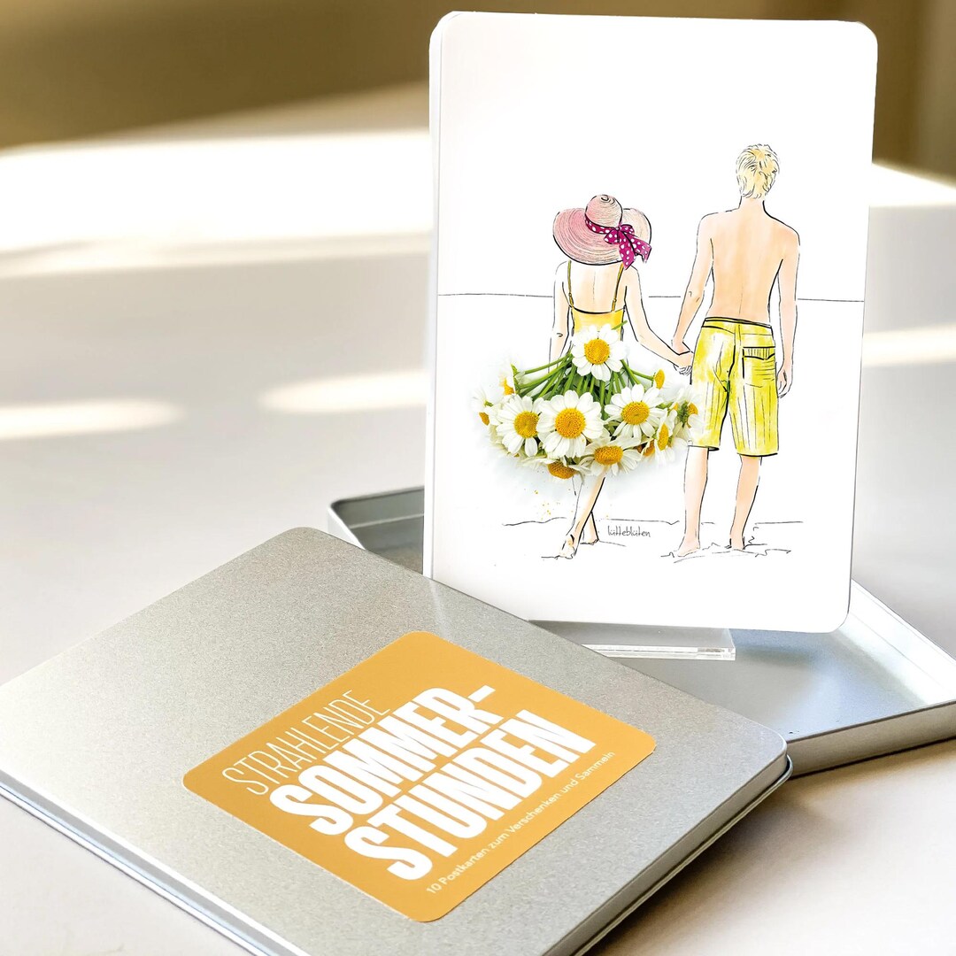 Set of 10 Summer Cards, Illustration, Summer, Flowers, Greeting Card ...
