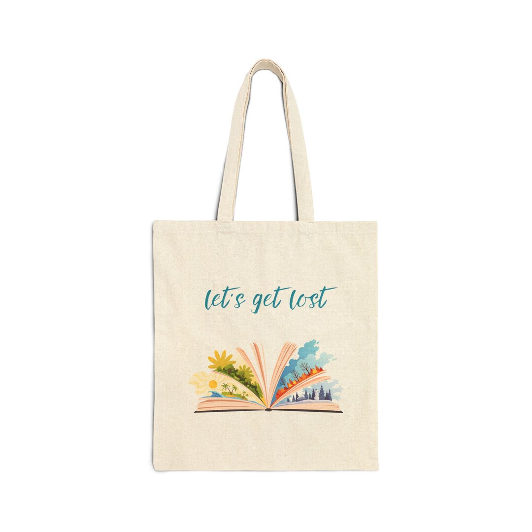 Let's Get Lost Open Book Illustration Tote Bag | Reading Nature ...