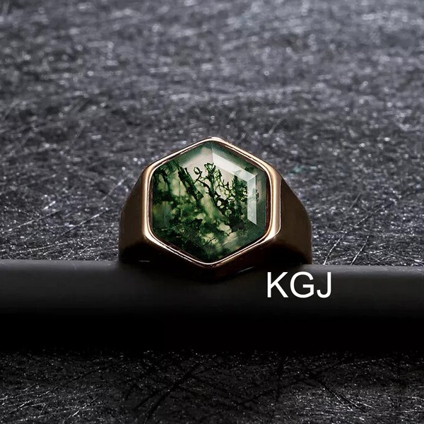 Mens Moss Agate Ring - Etsy