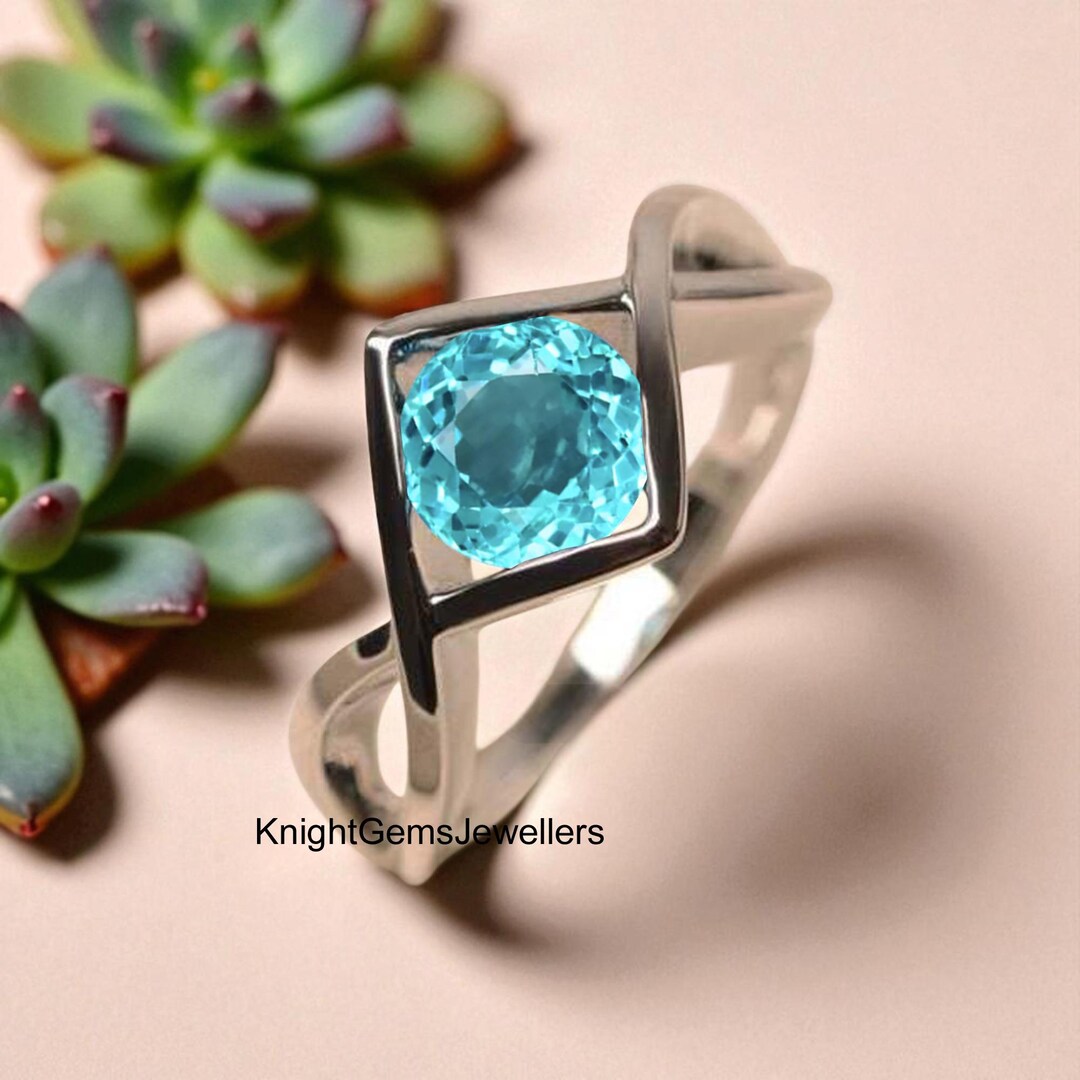 Dainty Paraiba Tourmaline Ring, Bypass Bezel Set Neon Blue Tourmaline ...