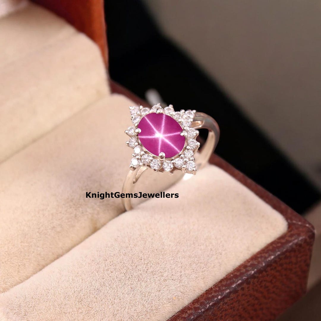 Lindy Star Ring, Pink Lindy Star Ruby Ring, Statement Ring, Women Ruby ...