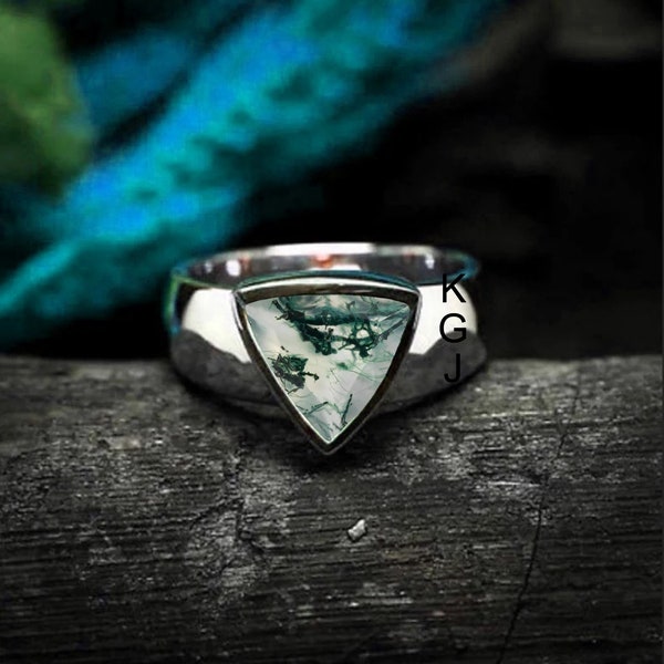 Mens Moss Agate Ring - Etsy